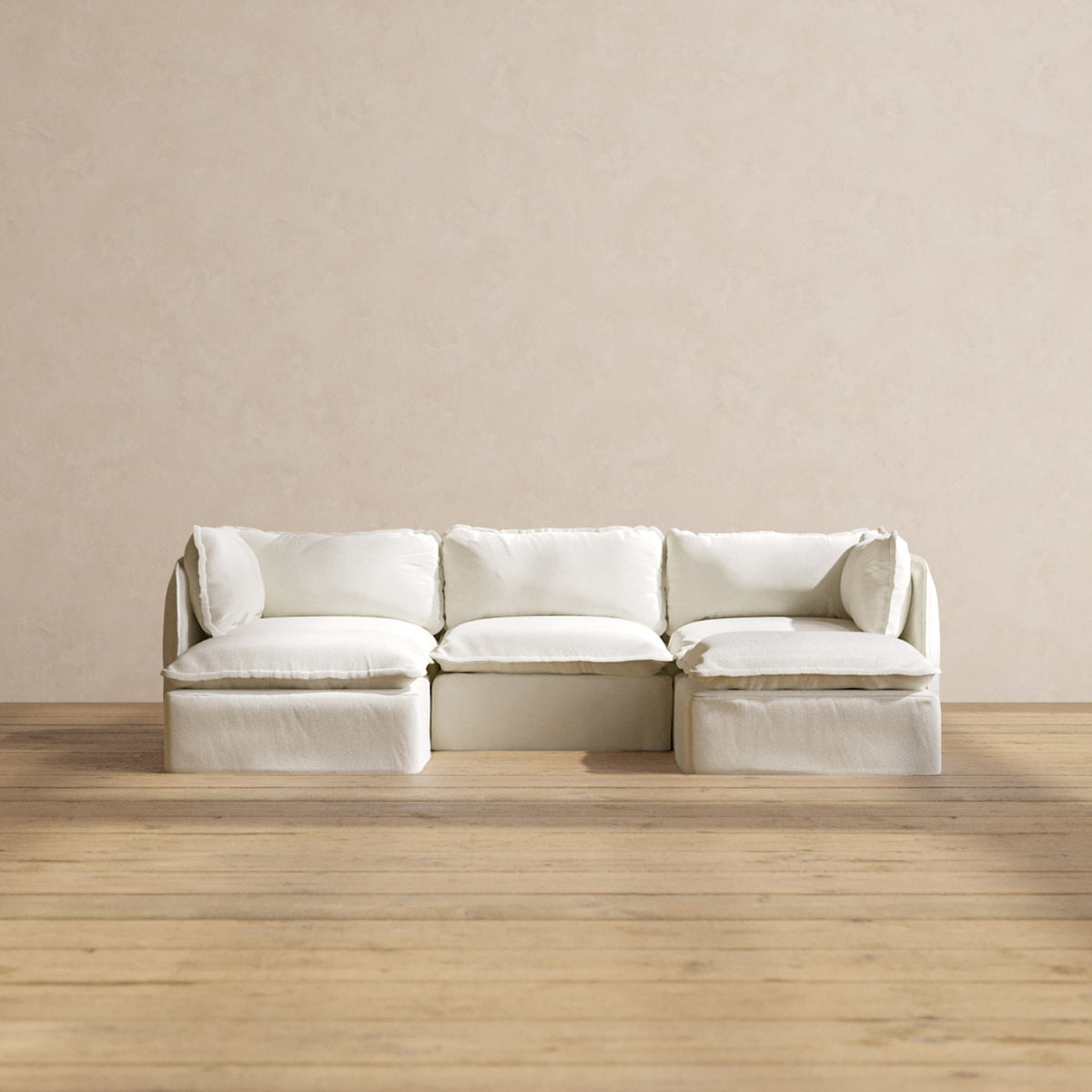 Modular Washable 3-Seater U-Sectional in Eggshell | Deluxe+ Seat | Clo ...