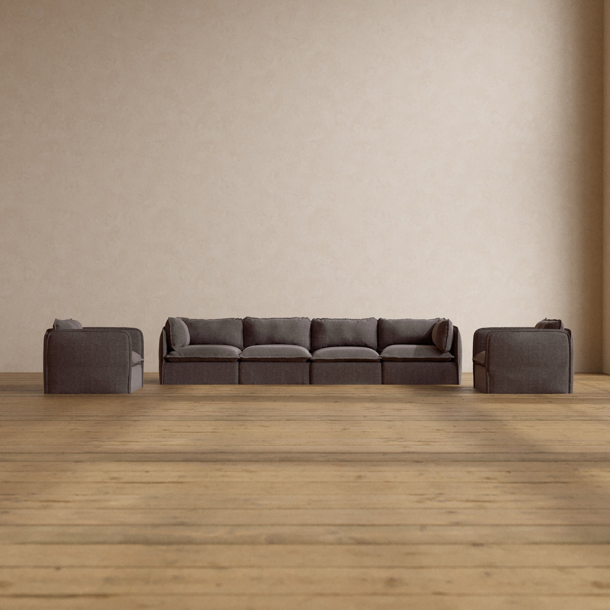 Modular Washable 4-Seater Sofa + Armchair Set in Caviar | Deluxe+ Seat ...