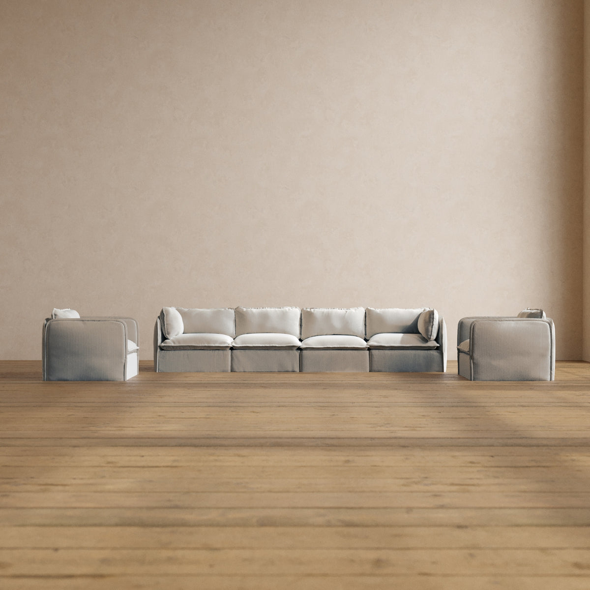 Modular Washable 4-Seater Sofa + Armchair Set in Milk | Deluxe+ Seat ...