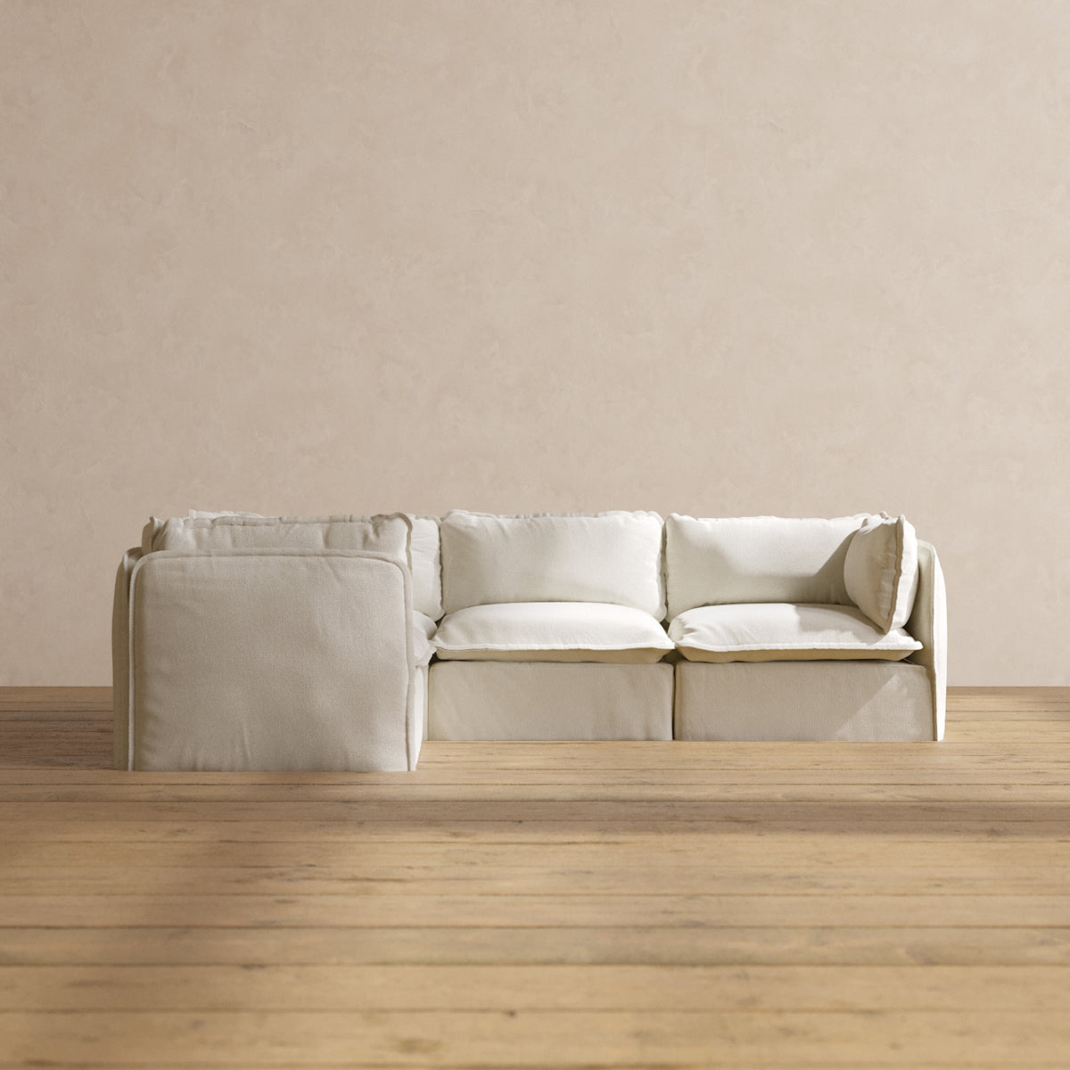 Modular Washable 4-Seater Corner Sectional in Eggshell | Deluxe+ Seat ...