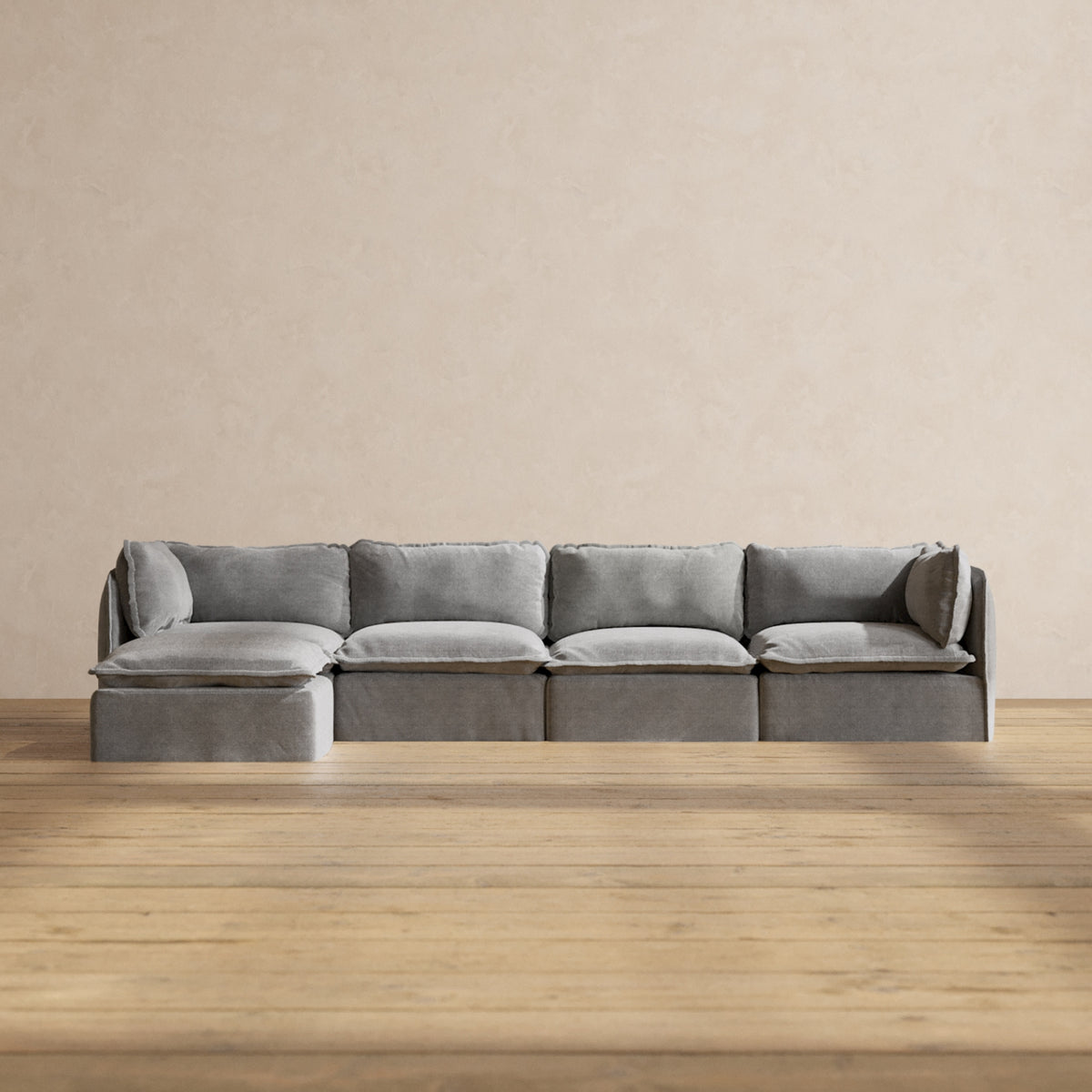 Modular Washable 4-Seater Sectional in Ash | Memorix+ Seat | Contour P ...