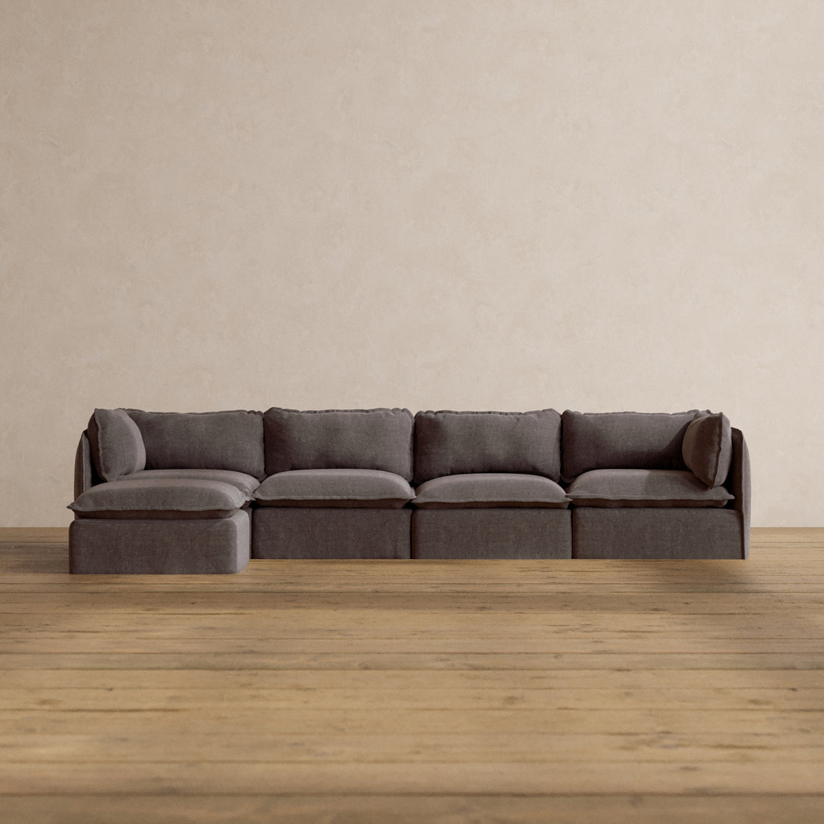 Slipcover Only - Modular Washable 4-Seater Sectional in Caviar – Anabei