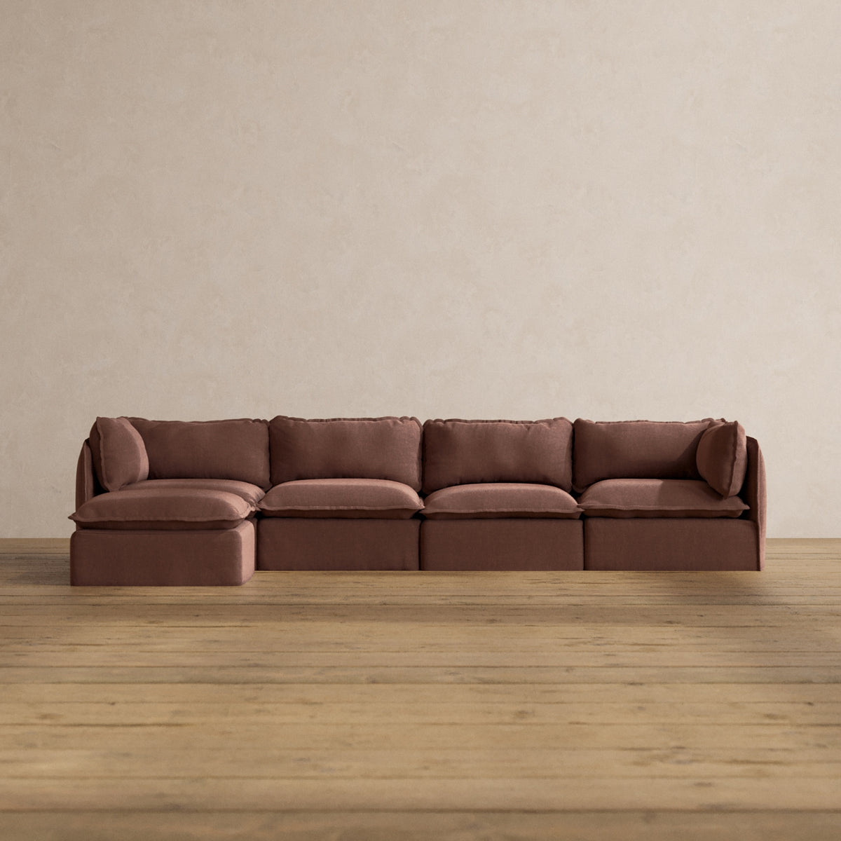 Modular Washable 4-Seater Sectional in Chestnut | Memorix+ Seat | Cont ...