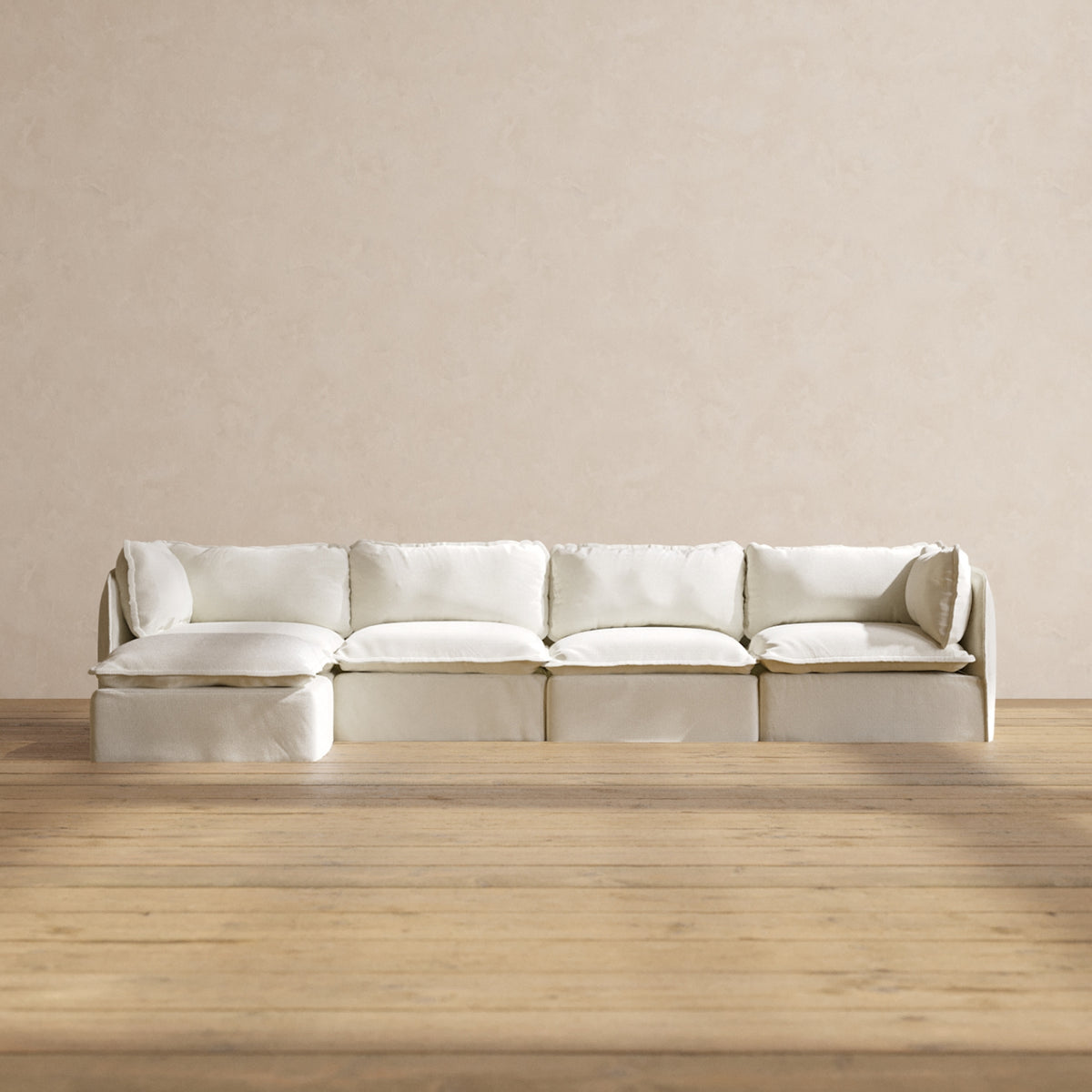 Modular Washable 4-Seater Sectional in Eggshell | Deluxe+ Seat | Cloud ...