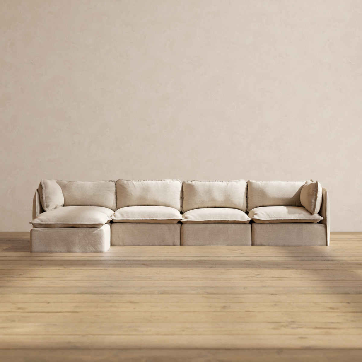 Slipcover Only - Modular Washable 4-Seater Sectional in Oat – Anabei