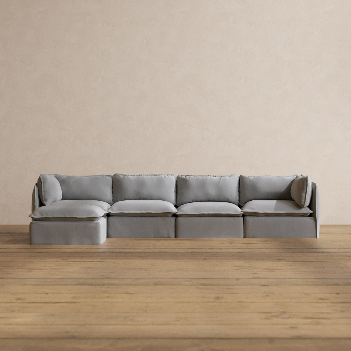 Modular Washable 4-Seater Sectional in Pumice | Deluxe+ Seat | Cloud P ...