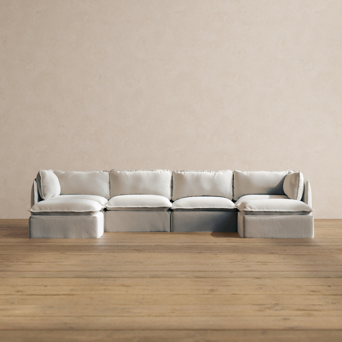 Modular Washable 4-Seater U-Sectional in Milk | Memorix+ Seat | Contou ...