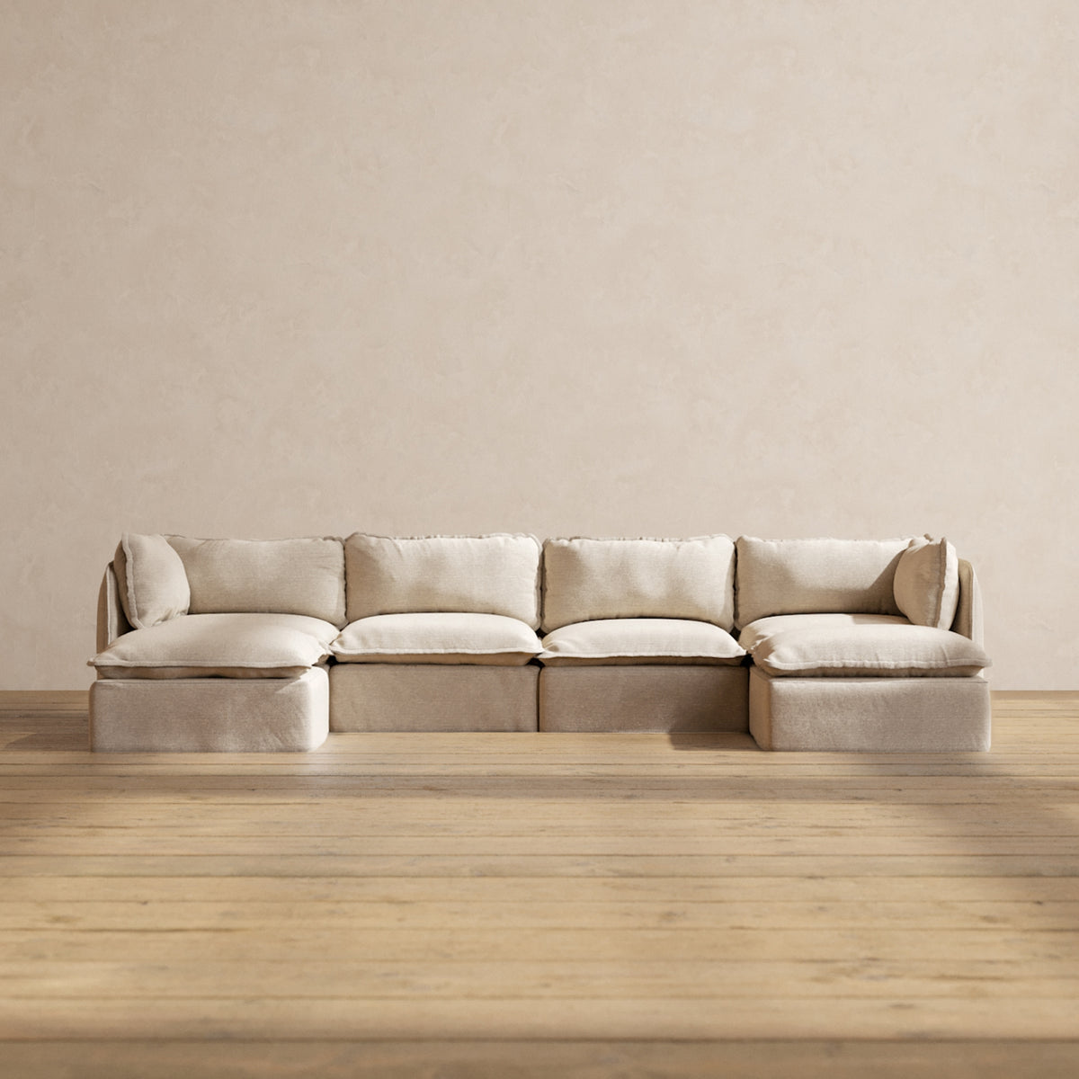 Modular Washable 4-Seater U-Sectional in Oat | Memorix+ Seat | Contour ...