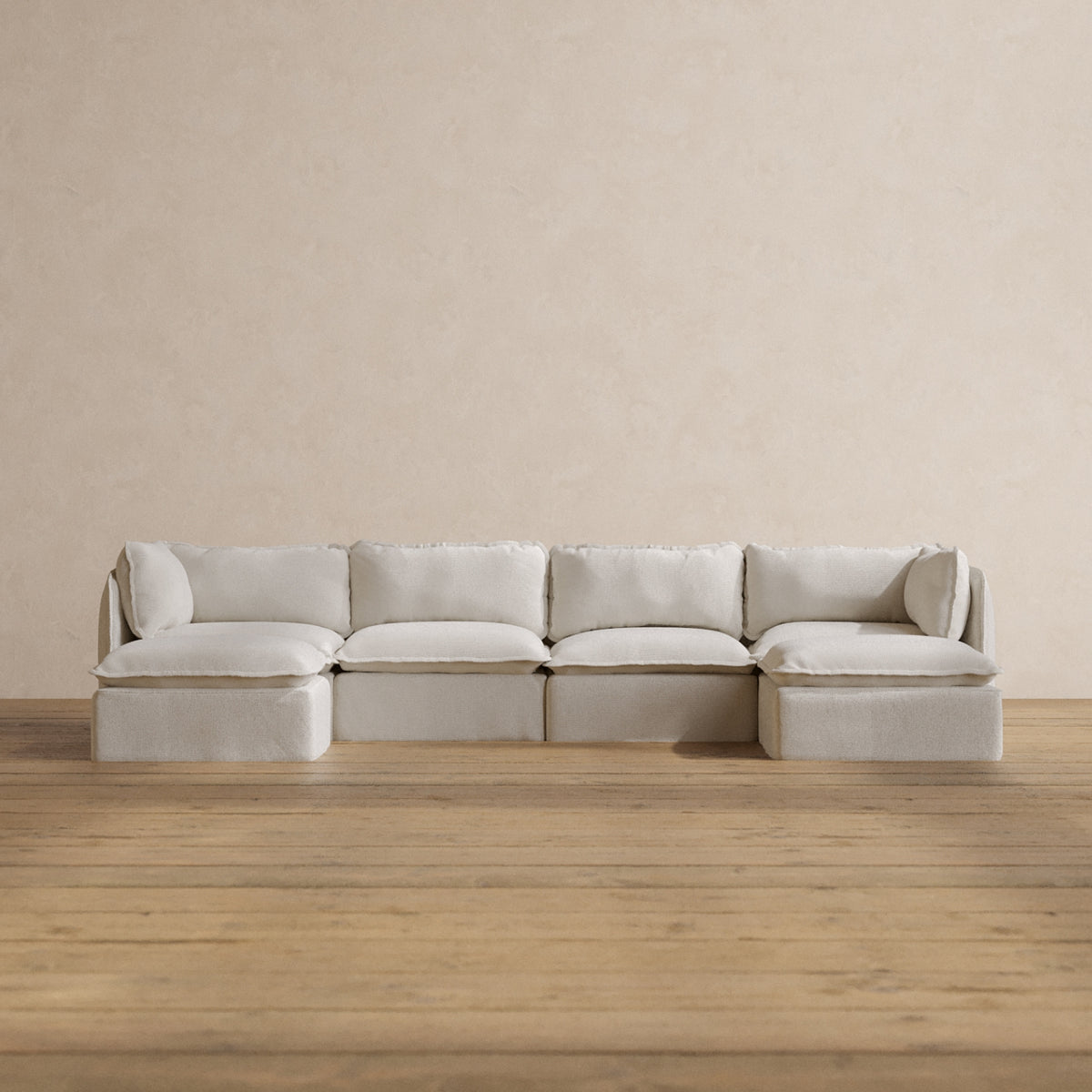Modular Washable 4-Seater U-Sectional in Powder | Memorix+ Seat | Cont ...