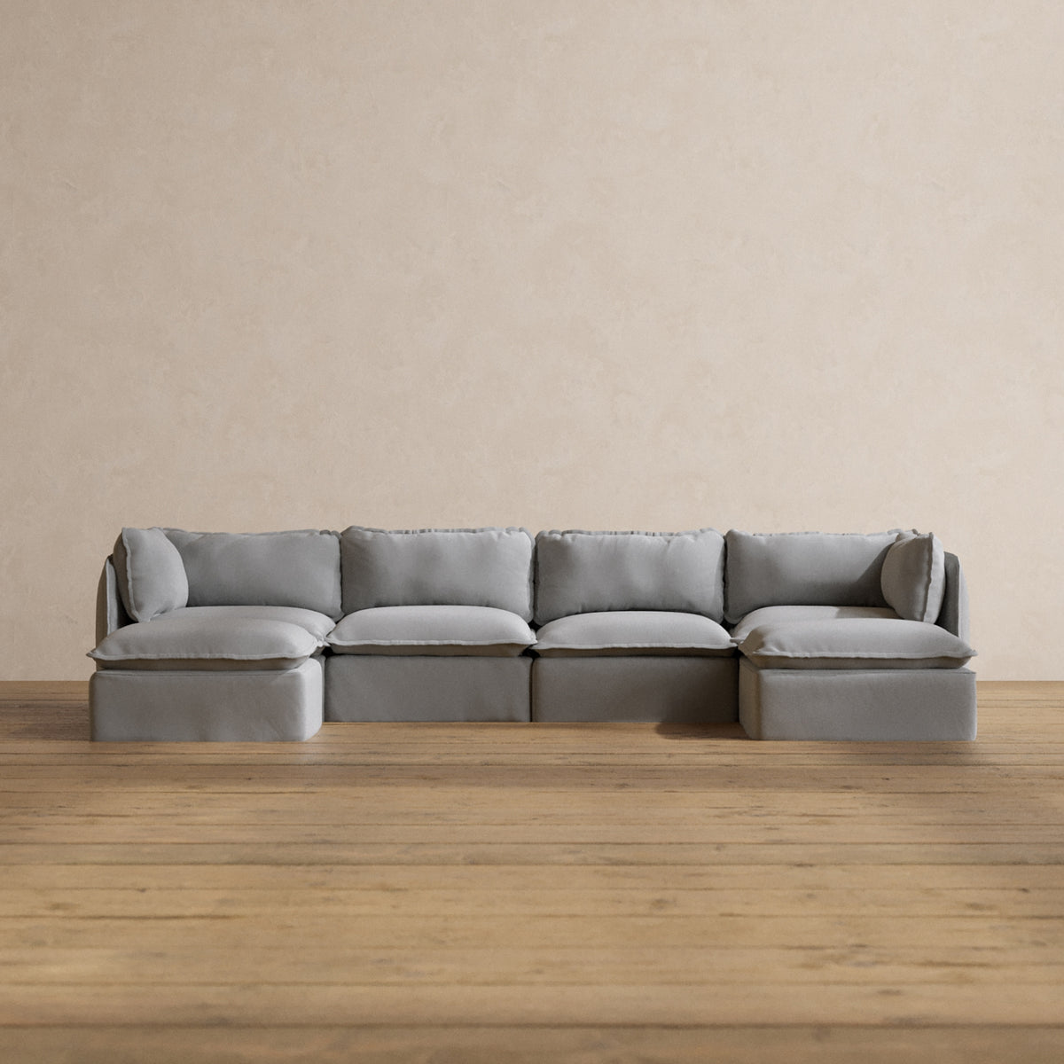 Modular Washable 4-Seater U-Sectional in Pumice | Memorix+ Seat | Cont ...