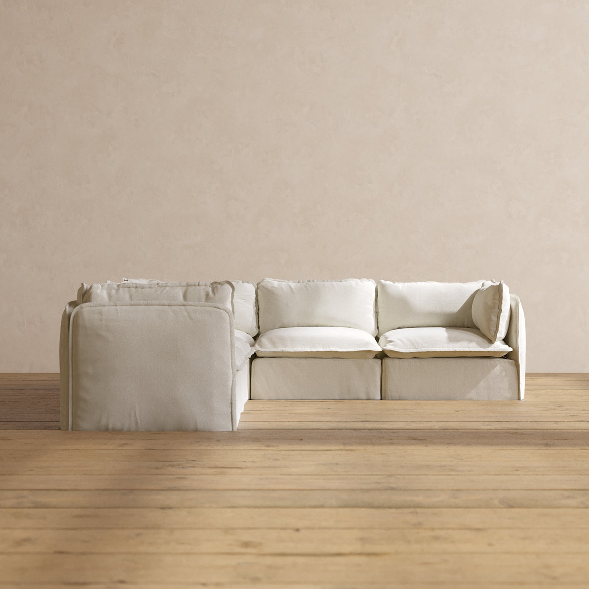 Modular Washable 5-Seater Corner Sectional in Eggshell | Deluxe+ Seat ...