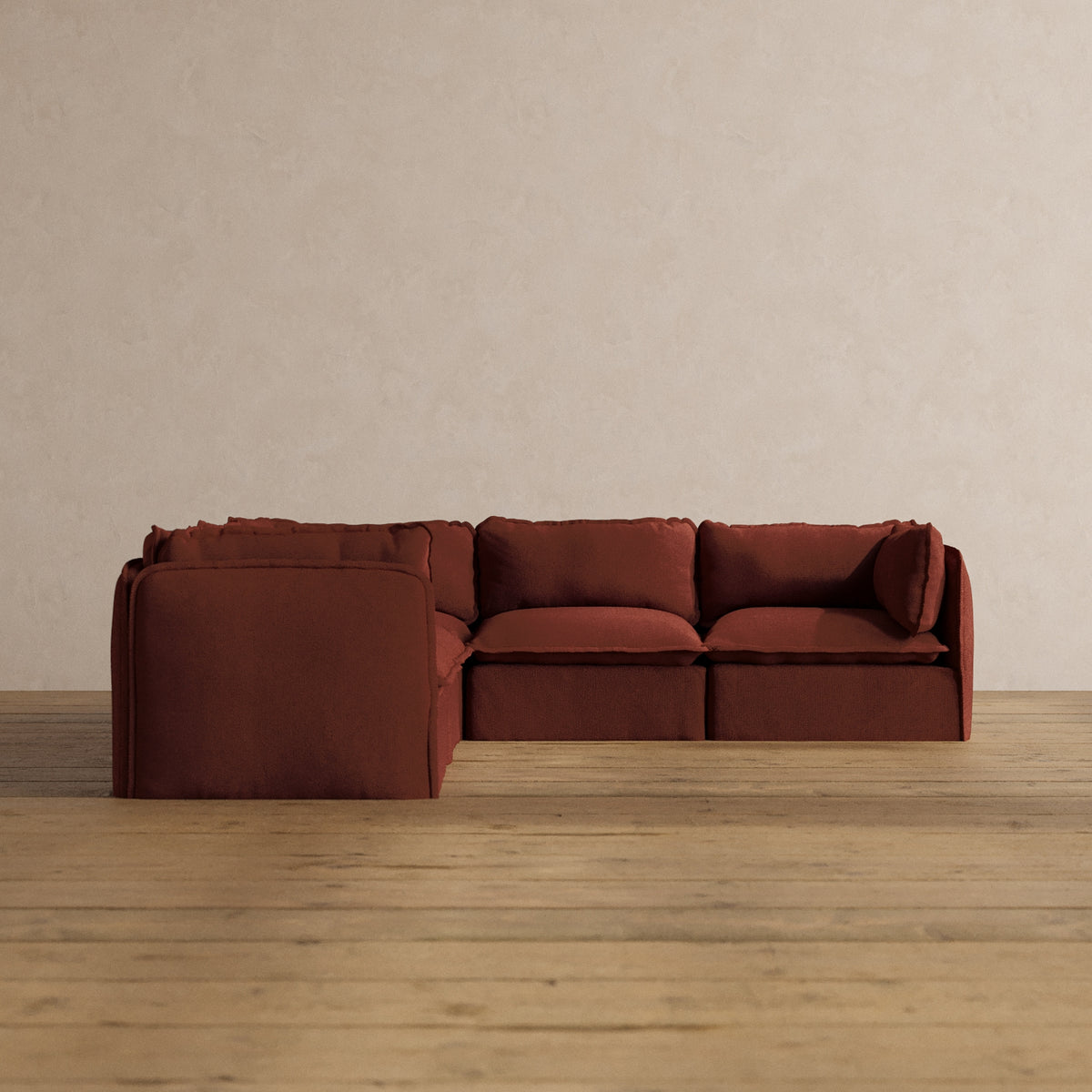 Modular Washable 5-Seater Corner Sectional in Rust | Deluxe+ Seat | Cl ...