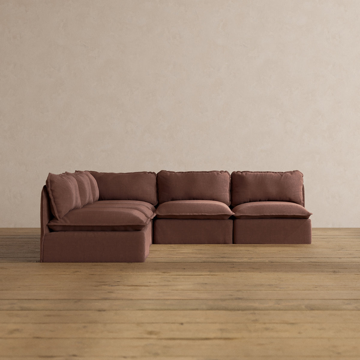 Modular Washable 5-Seater Open-Ends Corner Sectional in Chestnut | Del ...