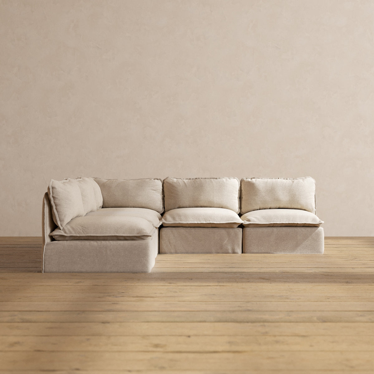 Modular Washable 5-Seater Open-Ends Corner Sectional in Oat | Deluxe+ ...