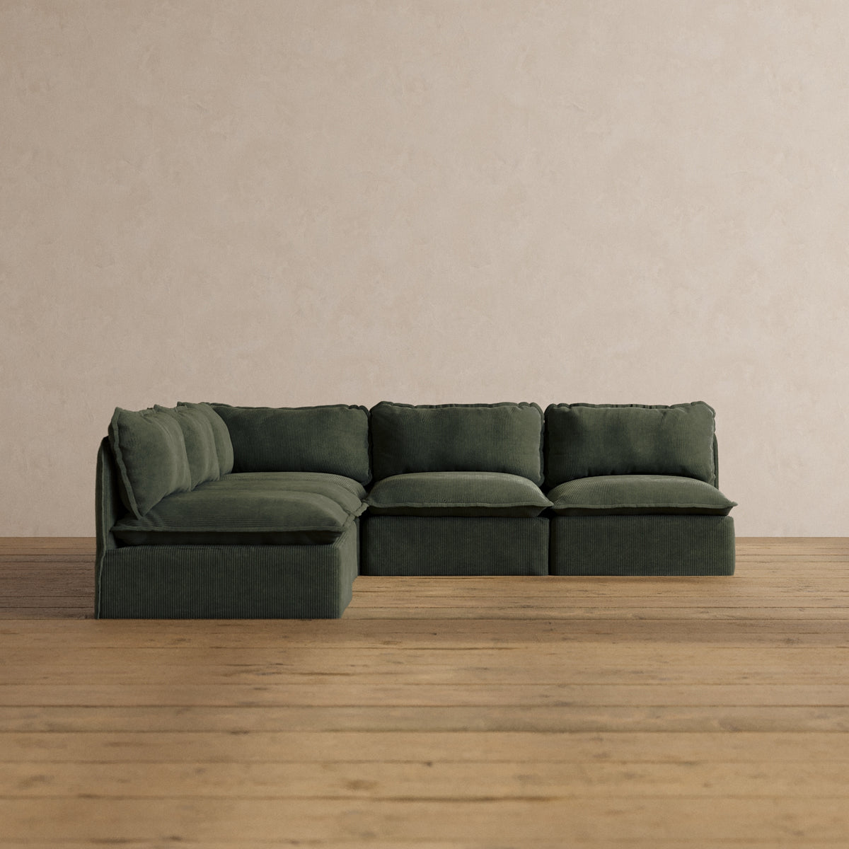 Modular Washable 5-Seater Open-Ends Corner Sectional in Olivine | Delu ...