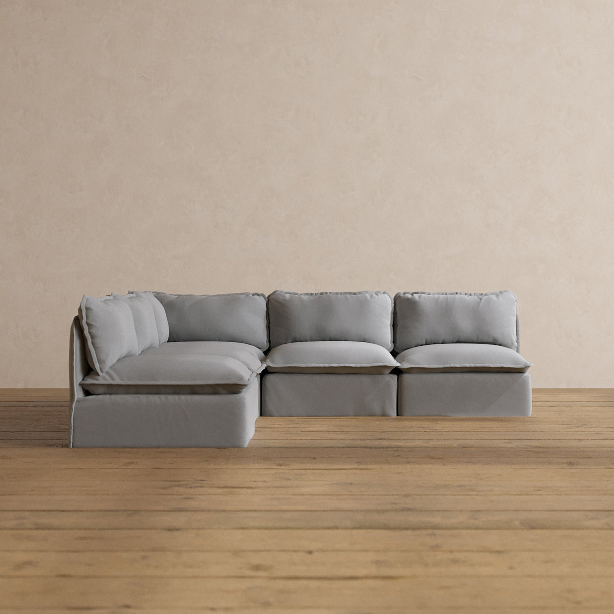 Modular Washable 5-Seater Open-Ends Corner Sectional in Pumice | Delux ...