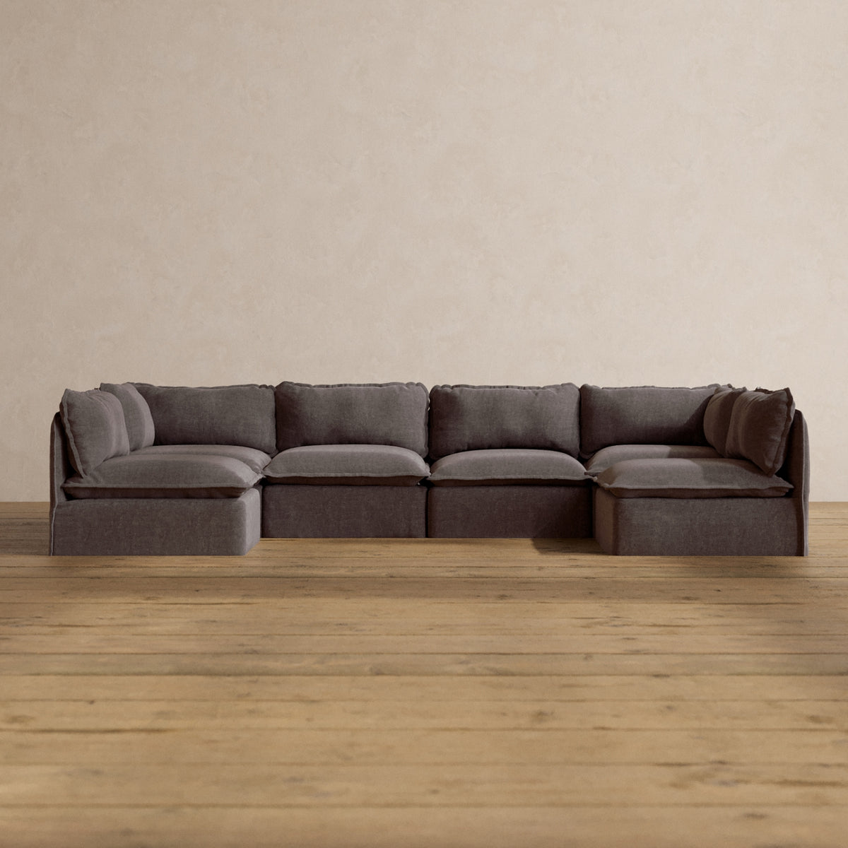 Modular Washable 6-Seater Open-Ends U-Sectional in Caviar | Deluxe+ Se ...