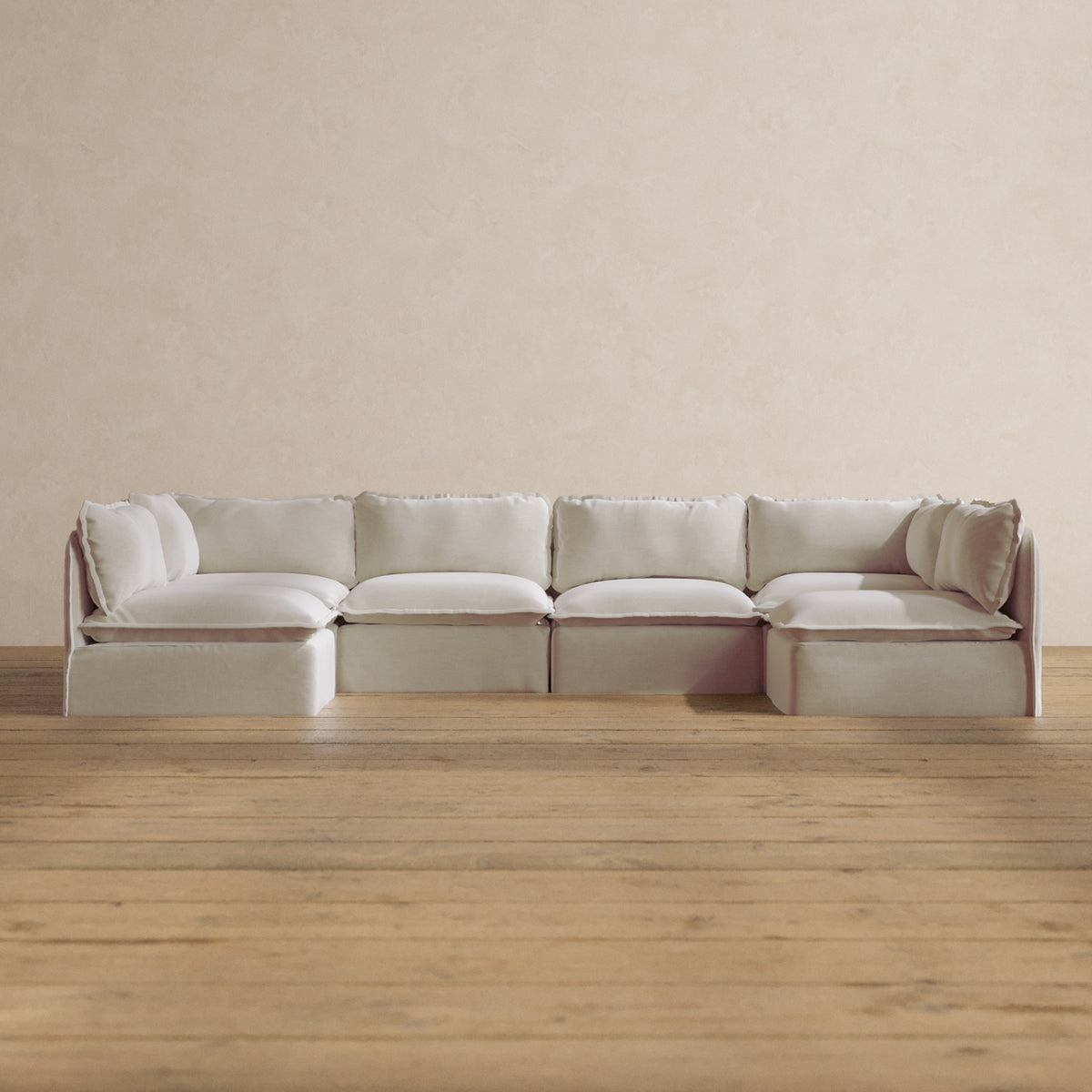 Modular Washable 6-Seater Open-Ends U-Sectional in Coco | Memorix+ Sea ...