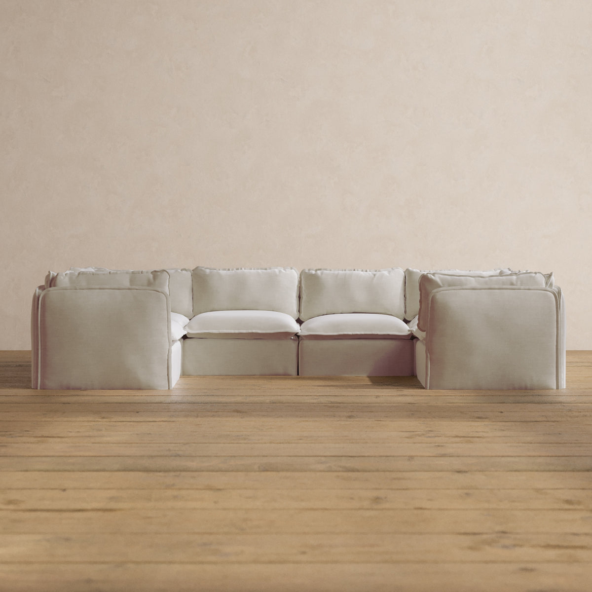 Modular Washable 6-Seater U-Sectional in Coco | Deluxe+ Seat | Cloud P ...