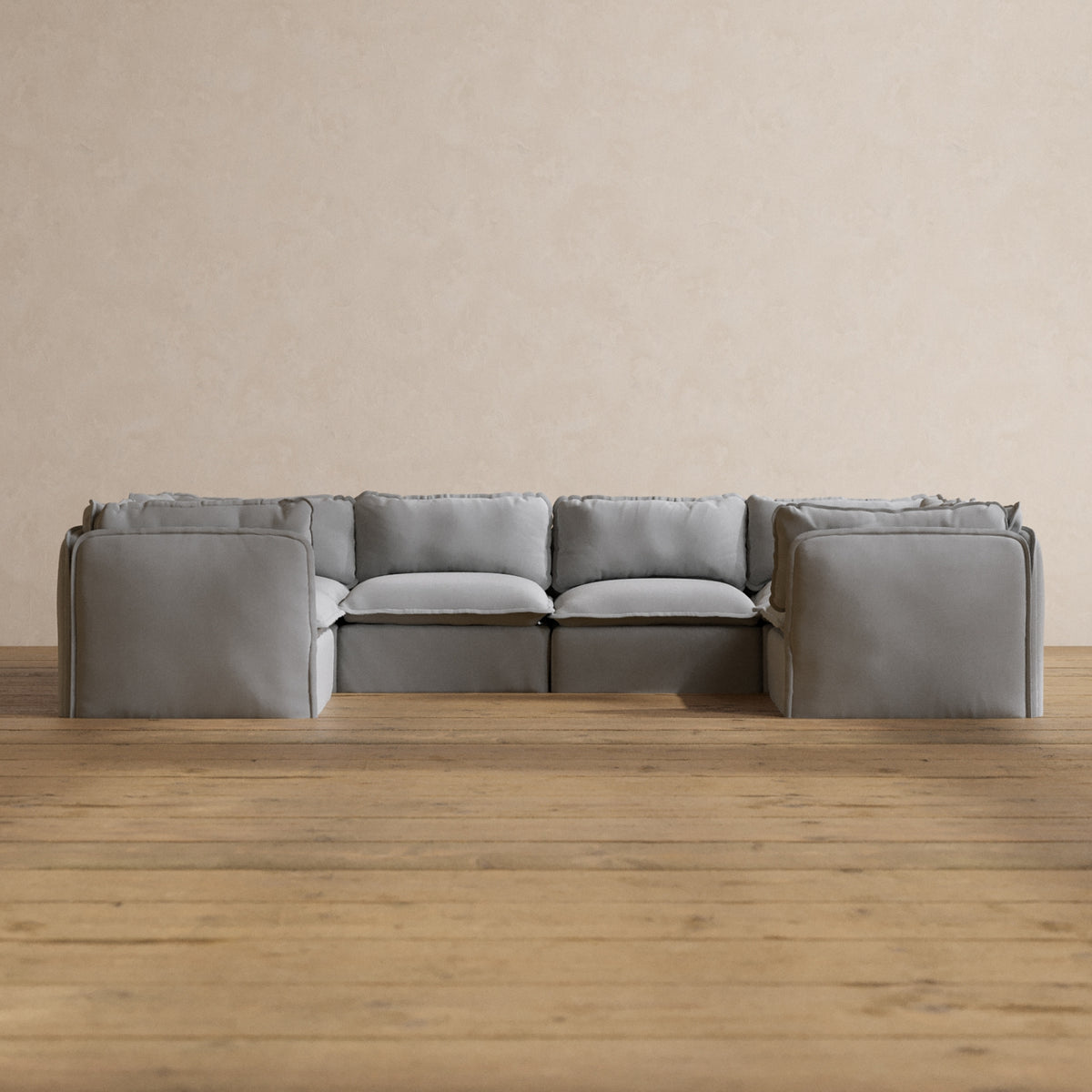 Modular Washable 6-Seater U-Sectional in Pumice | Deluxe+ Seat | Cloud ...