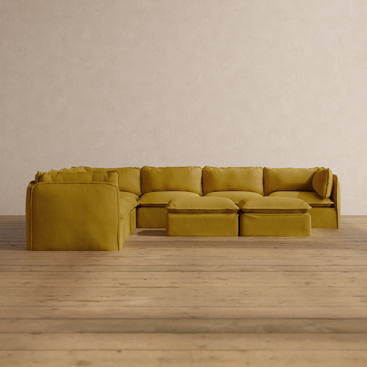 Modular Washable 7-Seater Corner Sectional + Bench Ottoman in Kiiro ...