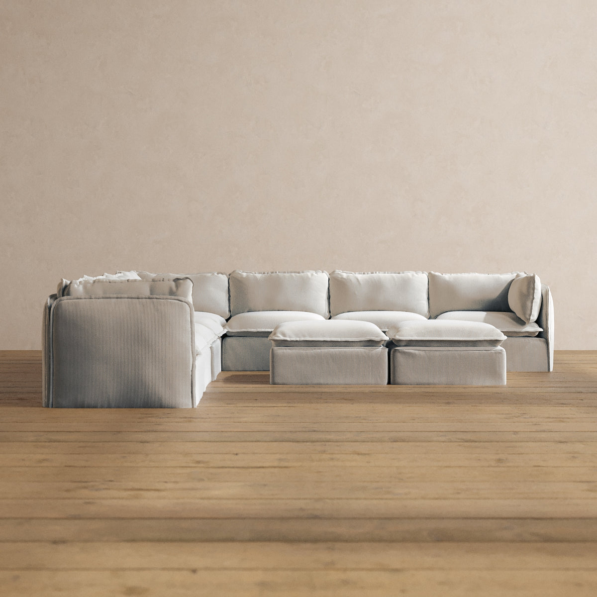 Slipcover Only - Modular Washable 7-Seater Corner Sectional + Bench Ot ...