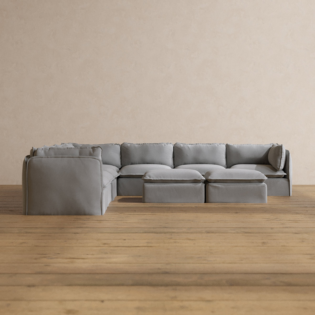 Slipcover Only - Modular Washable 7-Seater Corner Sectional + Bench Ot ...