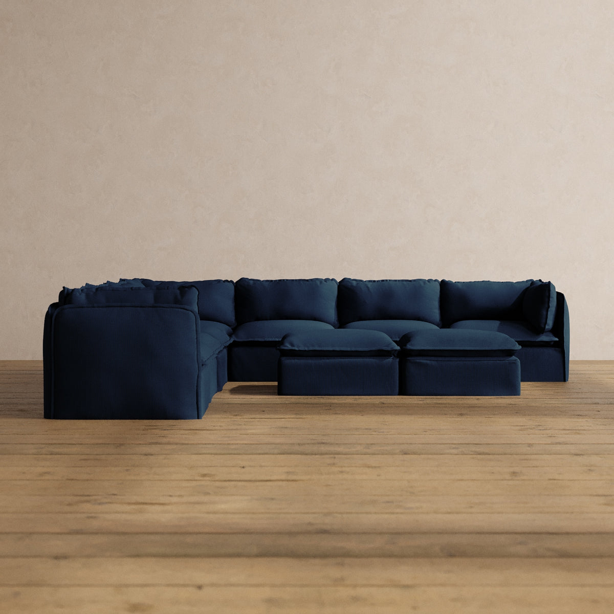 Modular Washable 7-Seater Corner Sectional + Bench Ottoman in Sumi | D ...