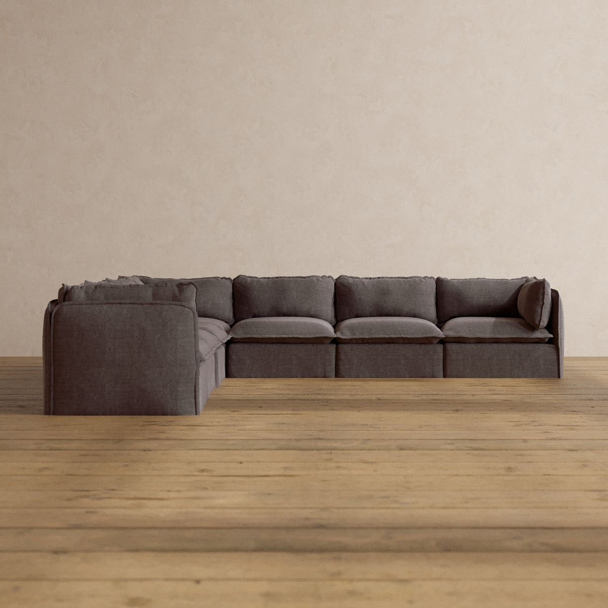 Modular Washable 7-Seater Corner Sectional in Caviar | Deluxe+ Seat ...