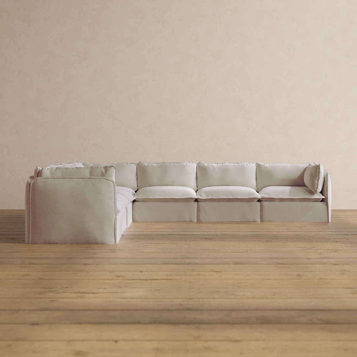 Modular Washable 7-Seater Corner Sectional in Coco | Deluxe+ Seat | Cl ...