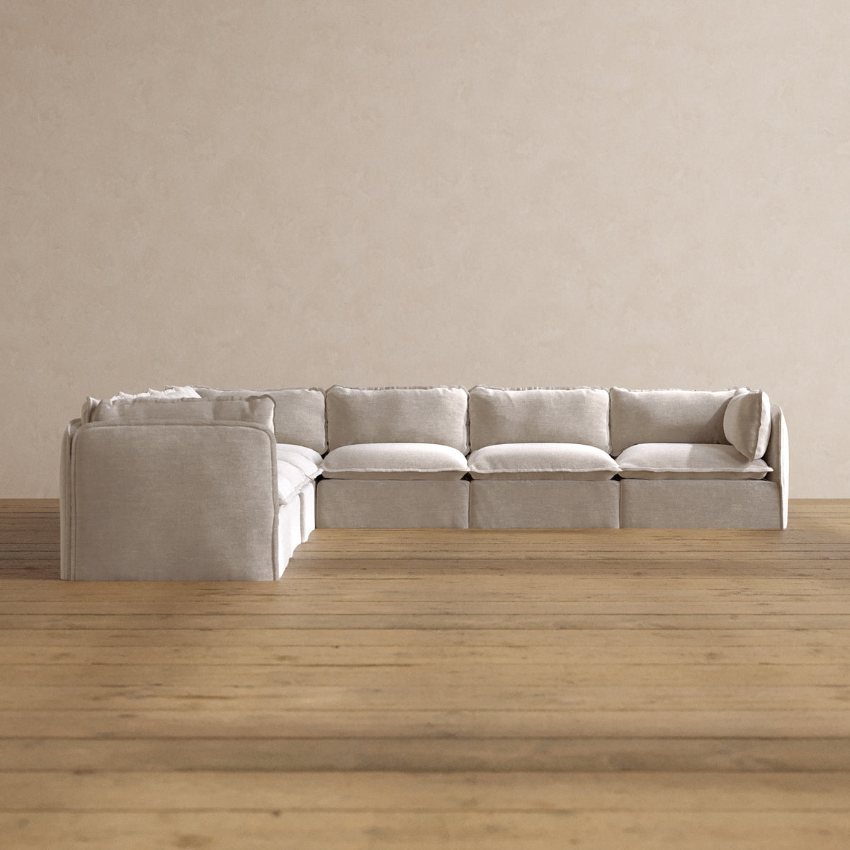 Modular Washable 7-Seater Corner Sectional in Mist | Memorix+ Seat | C ...