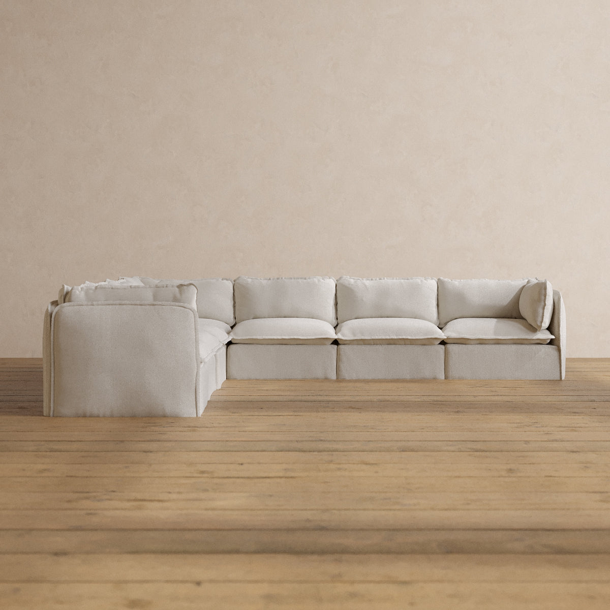 Modular Washable 7-Seater Corner Sectional in Powder | Deluxe+ Seat ...