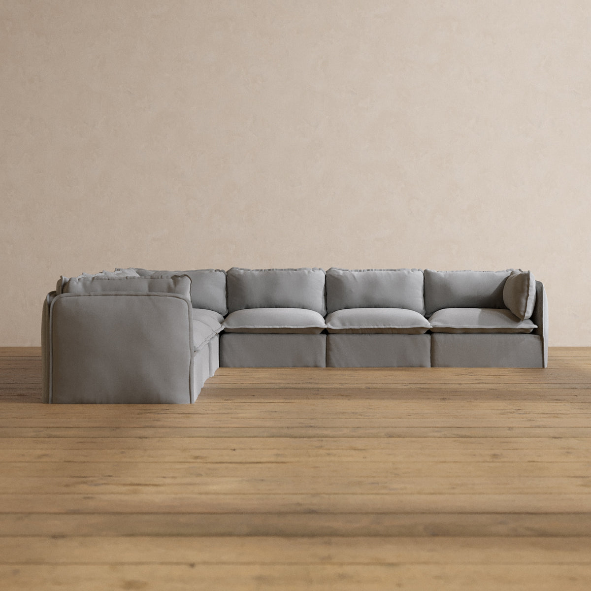 Modular Washable 7-Seater Corner Sectional in Pumice | Deluxe+ Seat ...