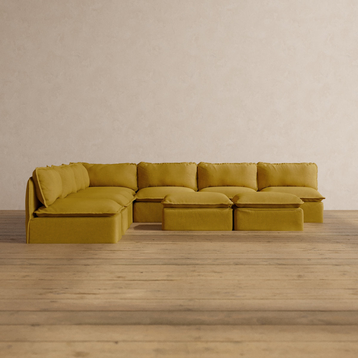 Modular Washable 7-Seater Open-Ends Corner Sectional + Bench Ottoman i ...