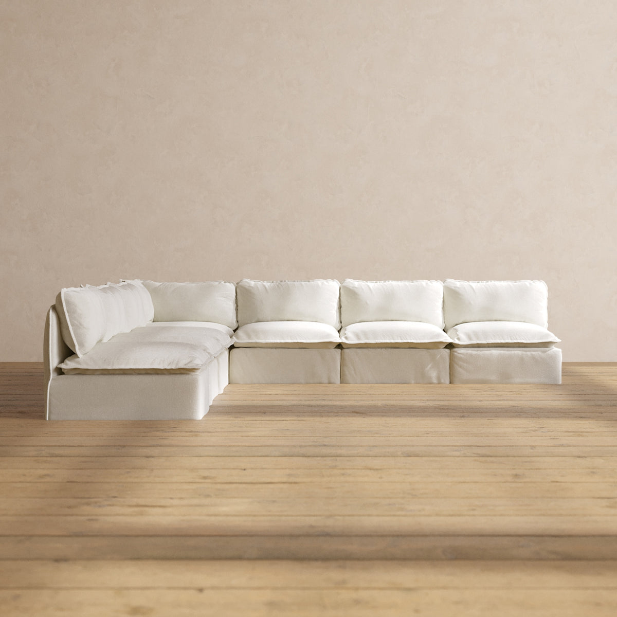 Modular Washable 7-Seater Open-Ends Corner Sectional in Eggshell | Mem ...