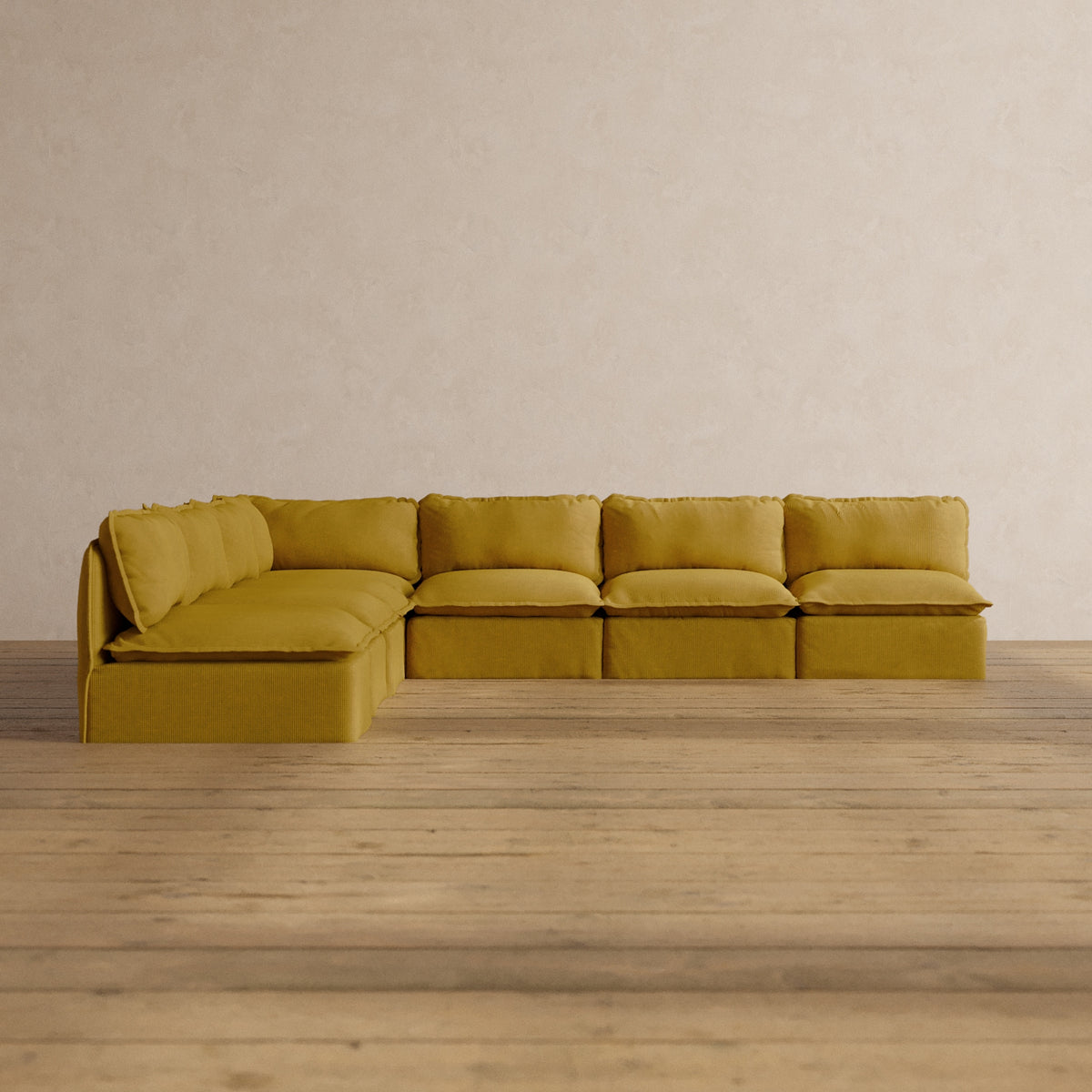Modular Washable 7-Seater Open-Ends Corner Sectional in Kiiro | Deluxe ...