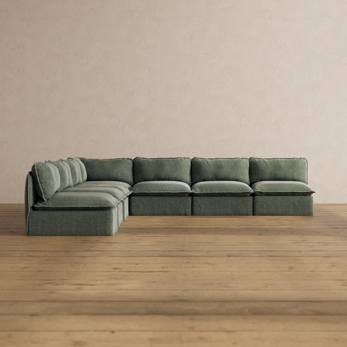 Modular Washable 7-Seater Open-Ends Corner Sectional in Willow | Delux ...