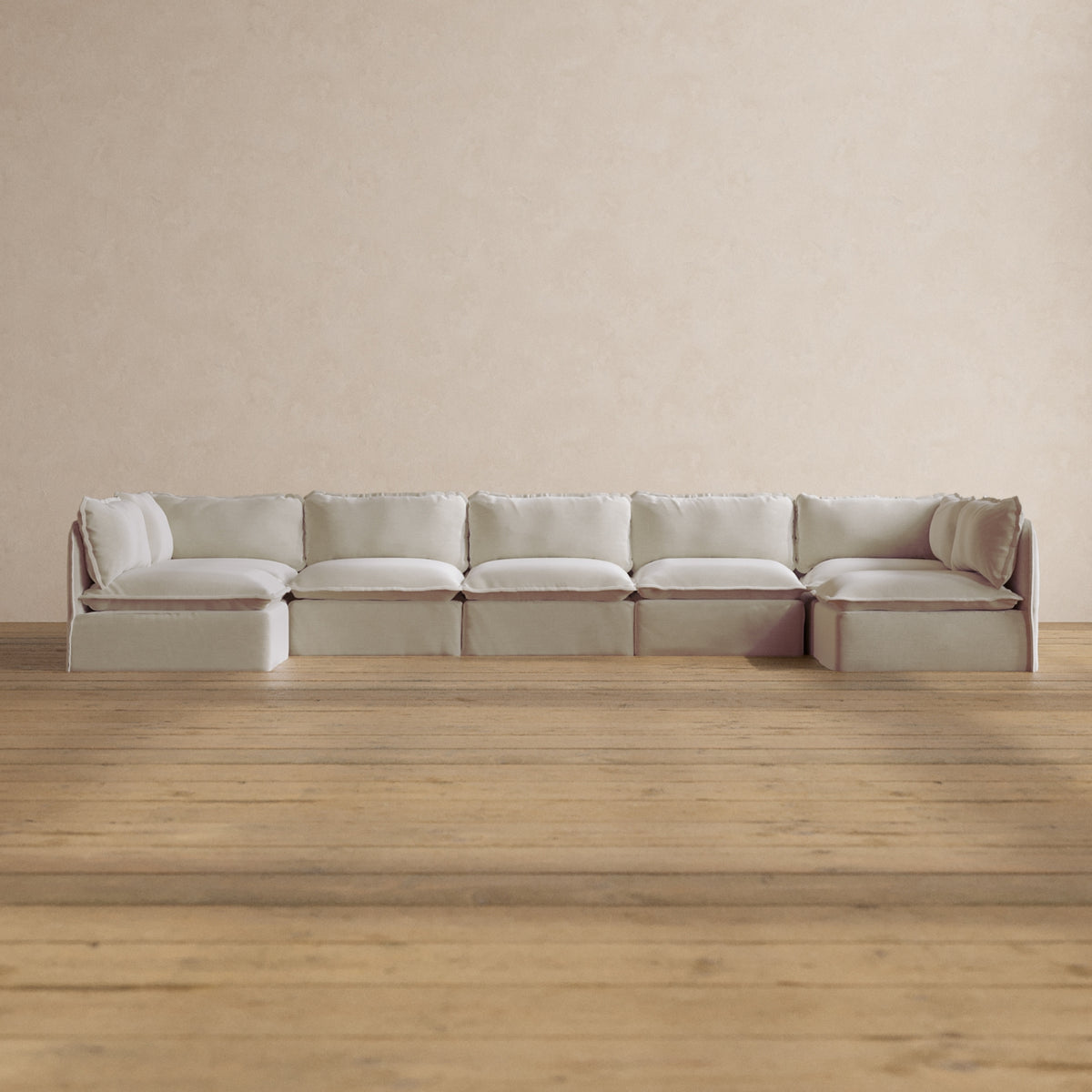 Modular Washable 7-Seater Open-Ends U-Sectional in Coco | Deluxe+ Seat ...