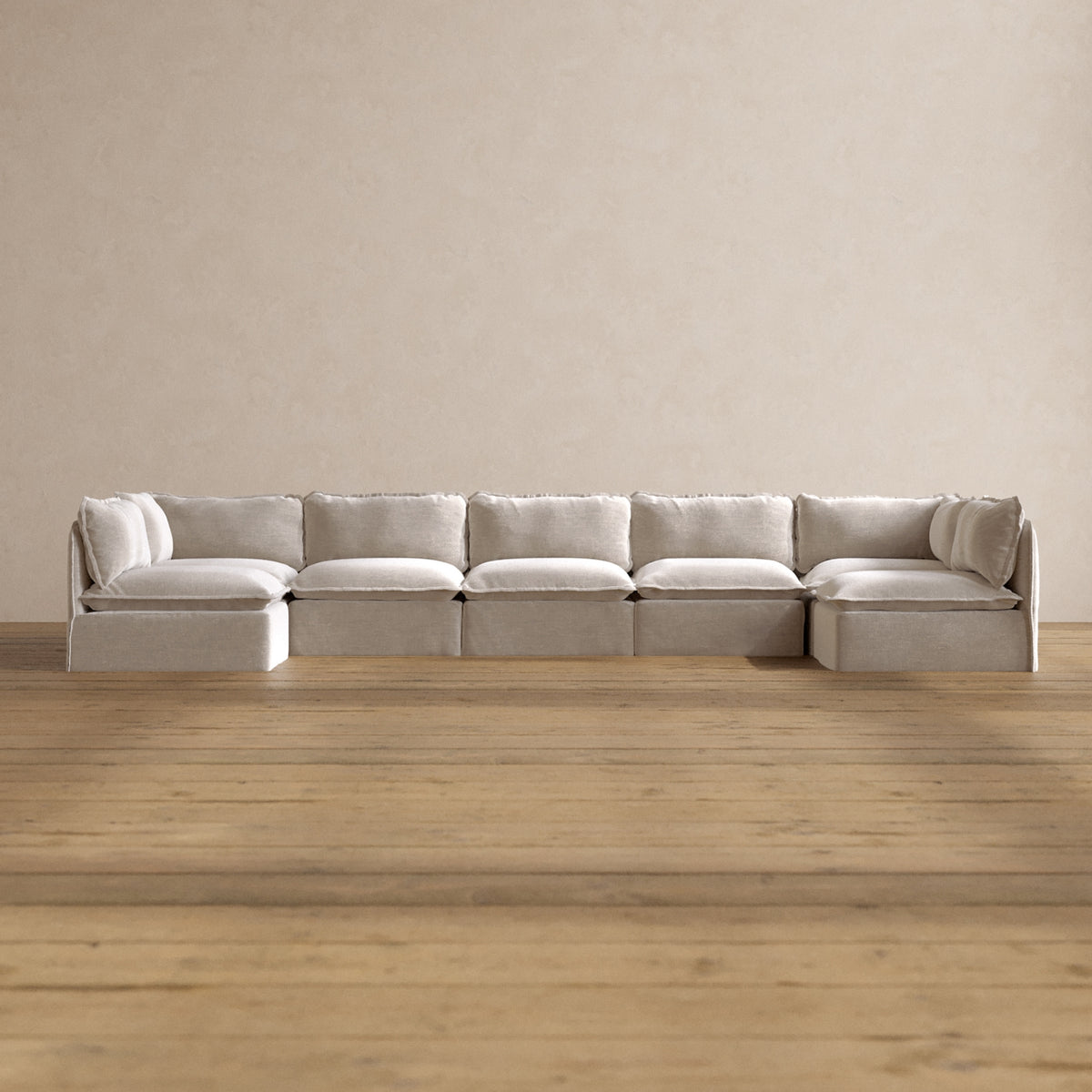 Modular Washable 7-Seater Open-Ends U-Sectional in Mist | Memorix+ Sea ...