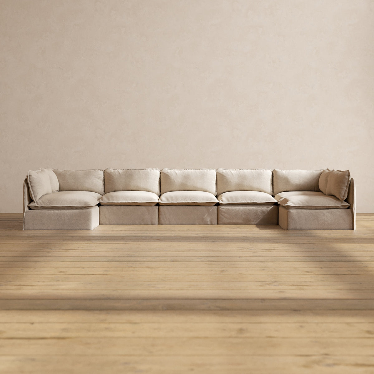 Modular Washable 7-Seater Open-Ends U-Sectional in Oat | Memorix+ Seat ...