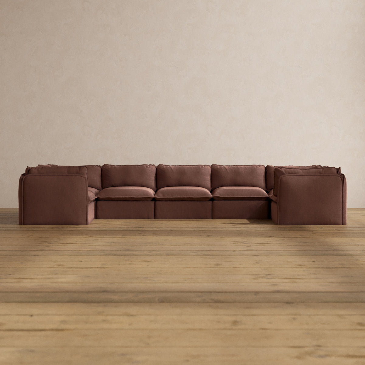 Modular Washable 7-Seater U-Sectional in Chestnut | Deluxe+ Seat | Clo ...