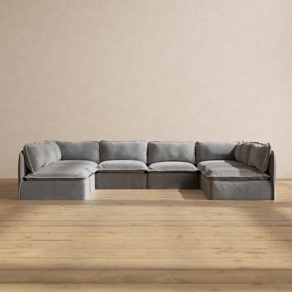 Modular Washable 8-Seater Open-Ends U-Sectional in Ash | Deluxe+ Seat ...