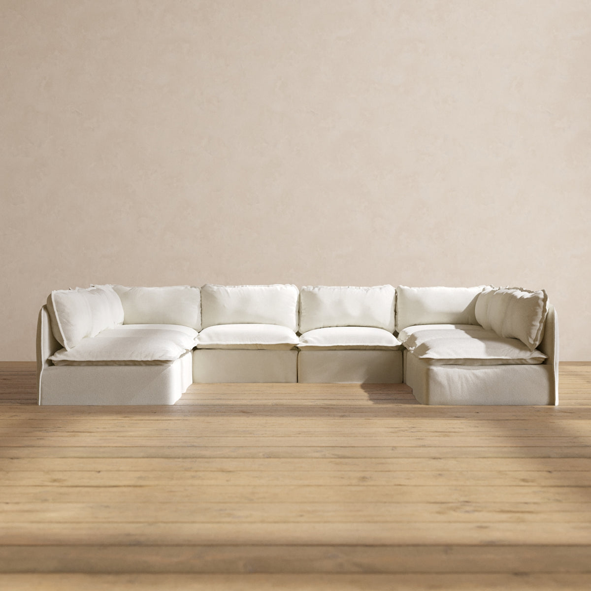 Modular Washable 8-Seater Open-Ends U-Sectional in Eggshell | Deluxe+ ...