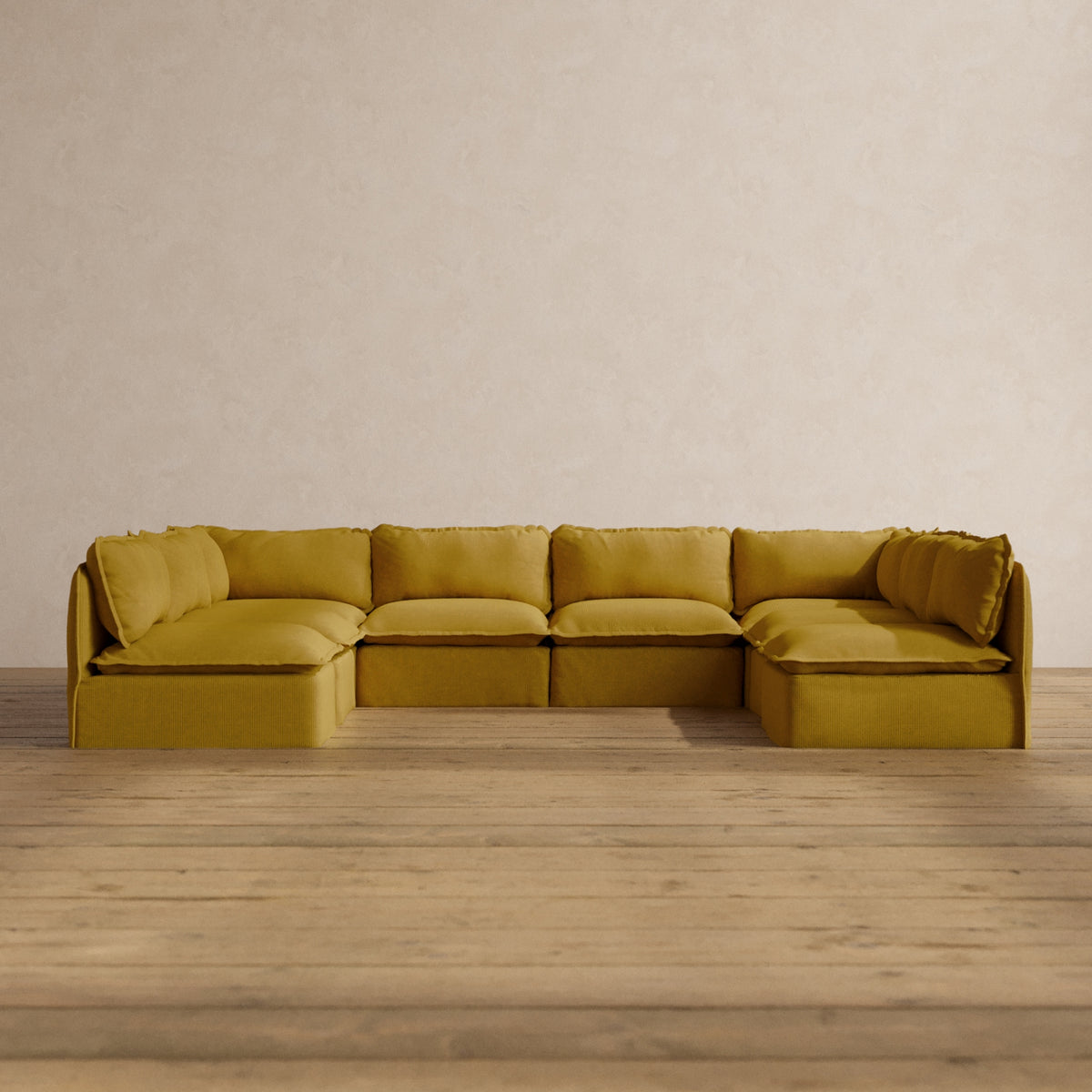 Modular Washable 8-Seater Open-Ends U-Sectional in Kiiro | Deluxe+ Sea ...