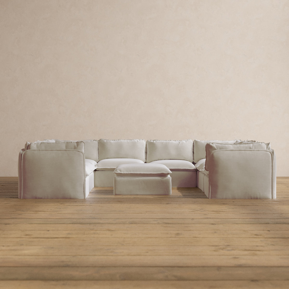 Modular Washable 8-Seater U-Sectional + Ottoman in Coco | Memorix+ Sea – Anabei