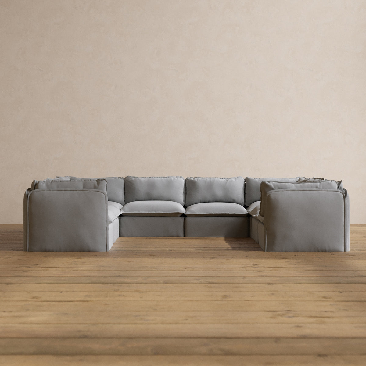Modular Washable 8-Seater U-Sectional in Pumice | Deluxe+ Seat | Cloud ...