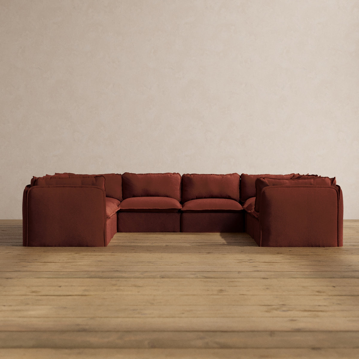 Modular Washable 8-Seater U-Sectional in Rust | Deluxe+ Seat | Cloud P ...