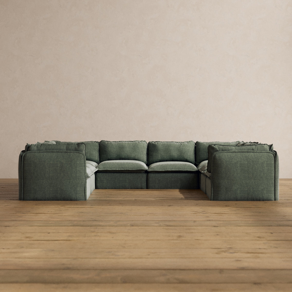 Modular Washable 8-Seater U-Sectional in Willow | Deluxe+ Seat | Cloud ...