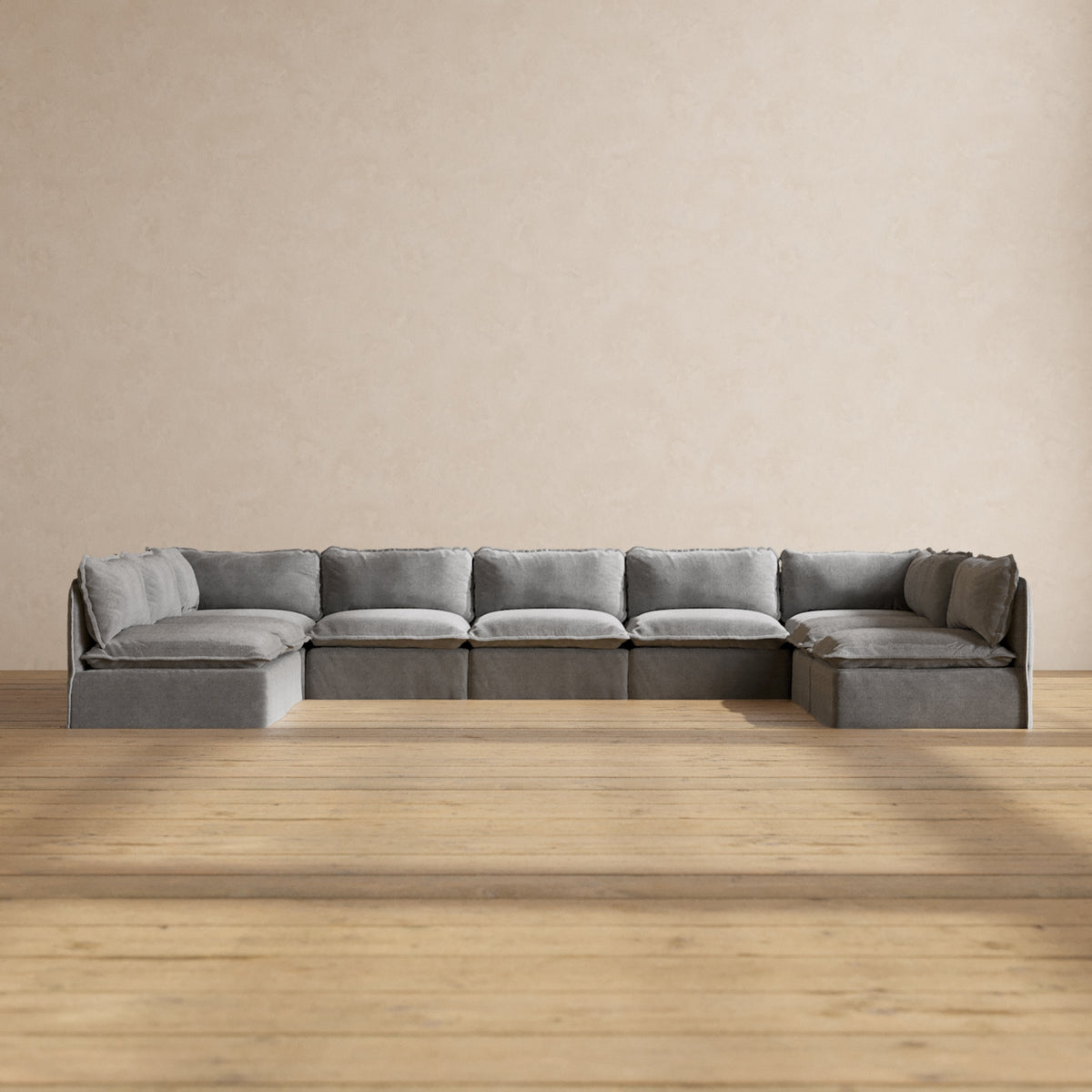 Modular Washable 9-Seater Open-Ends U-Sectional in Ash | Deluxe+ Seat ...