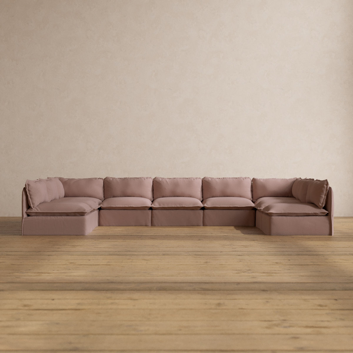 Modular Washable 9-Seater Open-Ends U-Sectional in Sakura | Deluxe+ Se ...